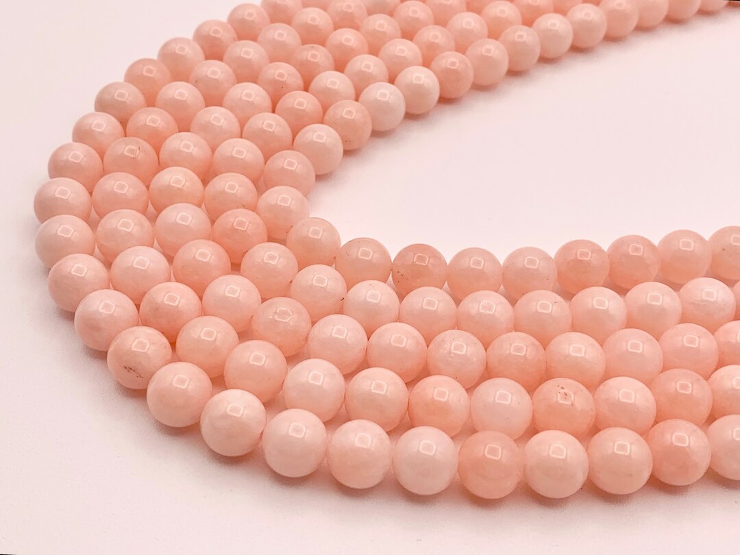 High Quality Dyed Pink Jade Round Smooth Shiny Natural Stone Beads ...