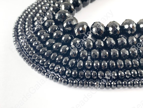 Grade AAA Solid Black Onyx Fine Cut Rondelle Faceted Shiny - Etsy