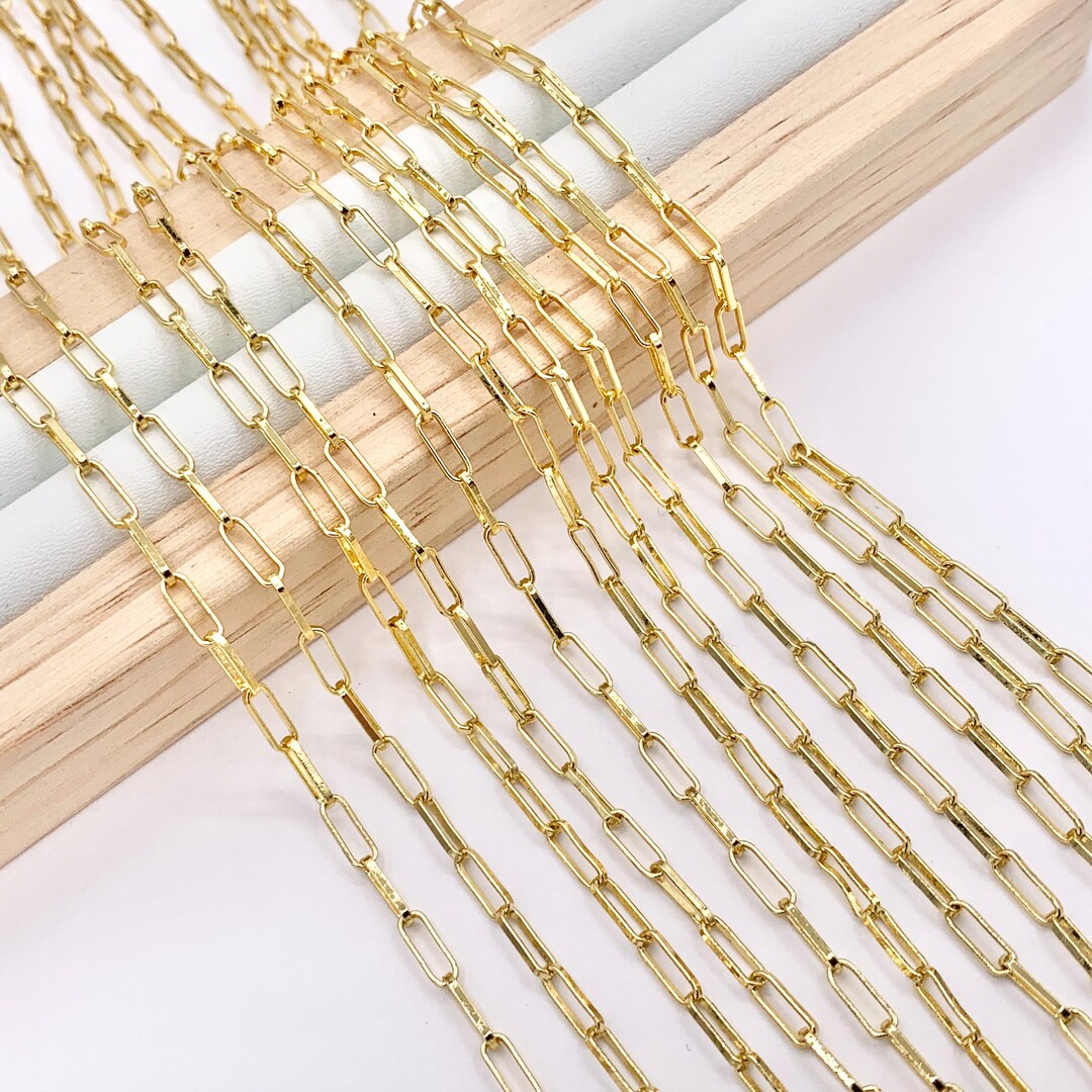 Dainty Paperclip Link Chain in Real Gold Plated Copper Chain by the ...