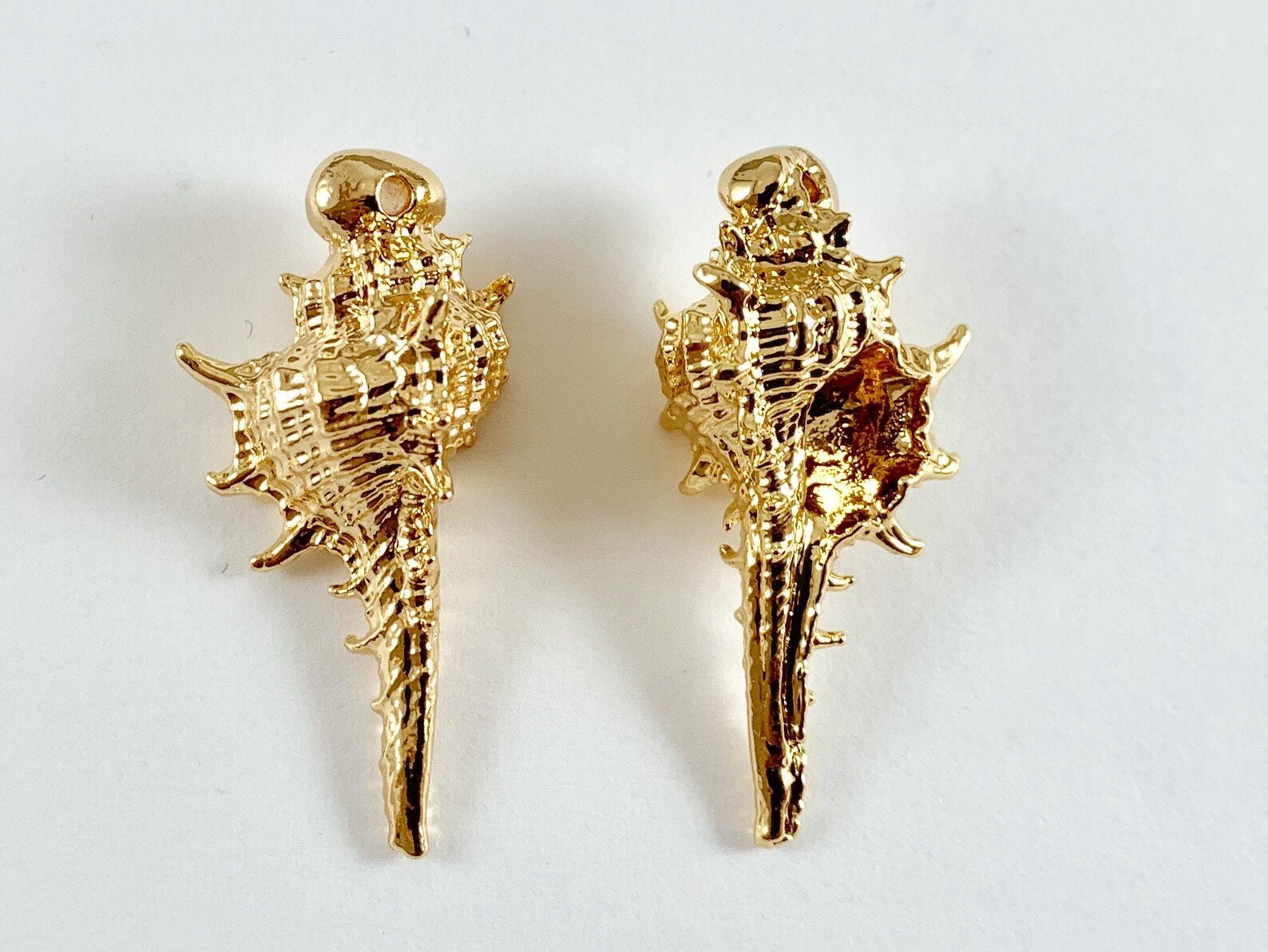 Real 18K Gold Plated Conch Shell Charm Over Brass | Etsy