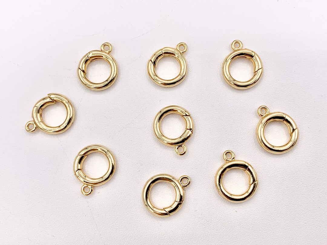 Small Cute Plain Circle Key Chain Clasps Spring Clasp in 18K Gold ...