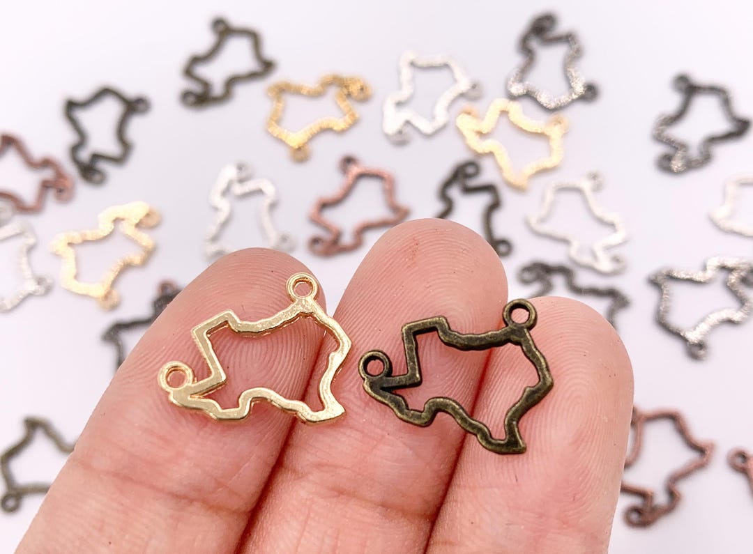 12x14mm Pewter Cute Tiny Hollow Texas State Connector Charms in Gold ...