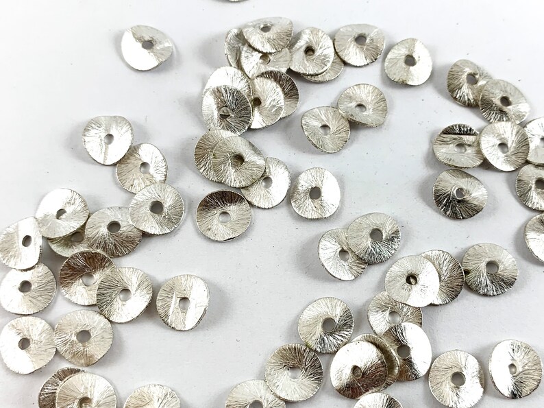 Brushed Silver Plated Copper Wavy Discs - Etsy
