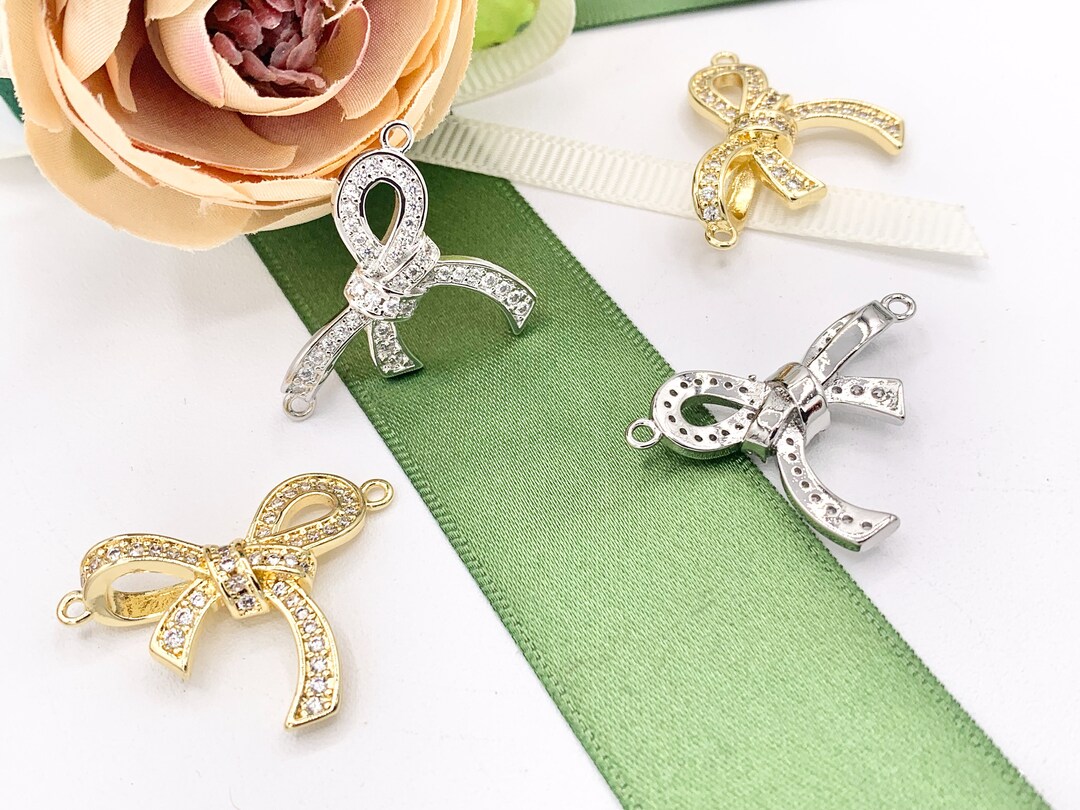 Cute Luxury Bowtie Connector in CZ Pave 18K Gold/platinum Plated Over ...