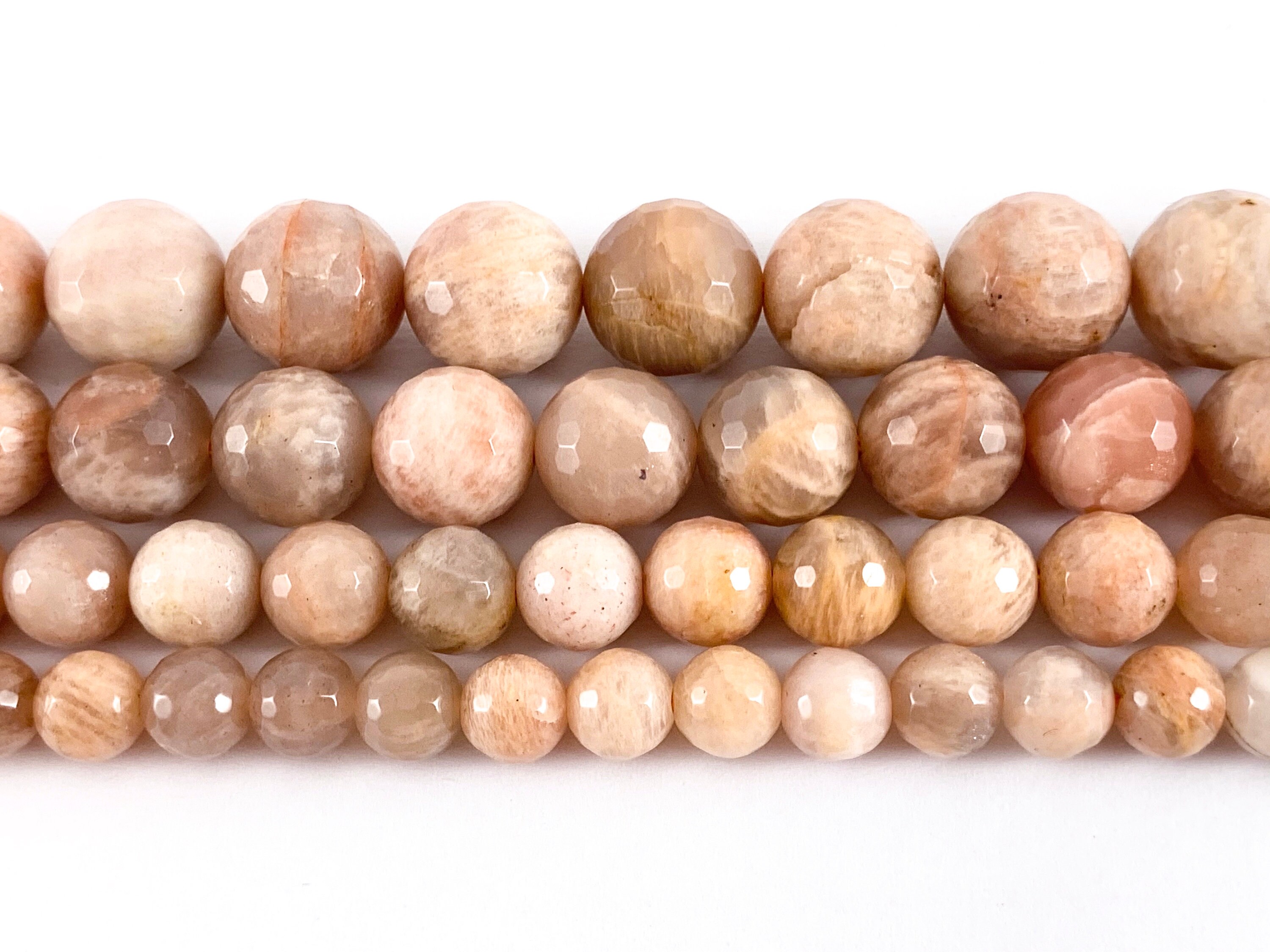 Pink Moonstone Round Faceted Shiny Natural Gemstone Beads | Etsy