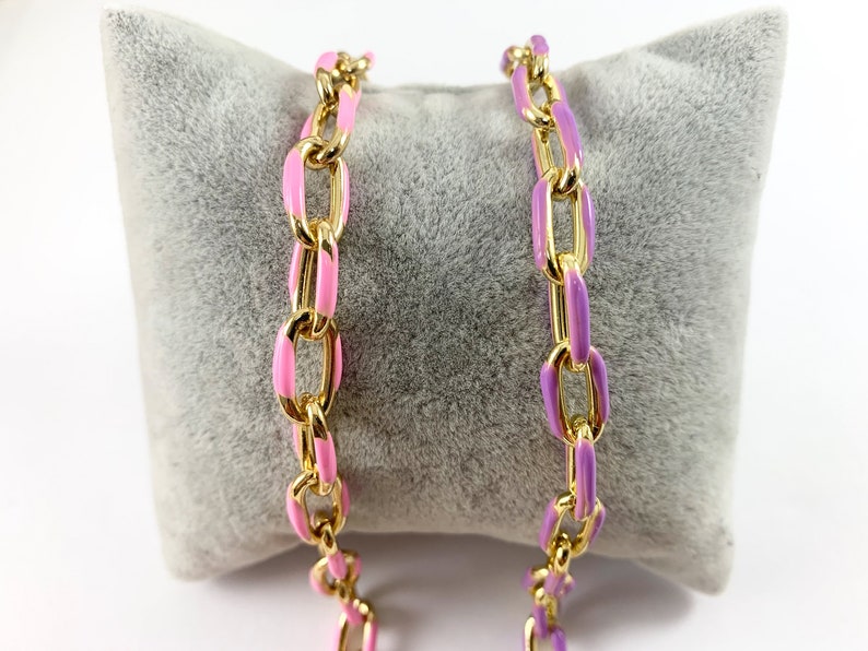 Chunky Thick Colorful Oval Link Chain by the Foot 18K Gold - Etsy