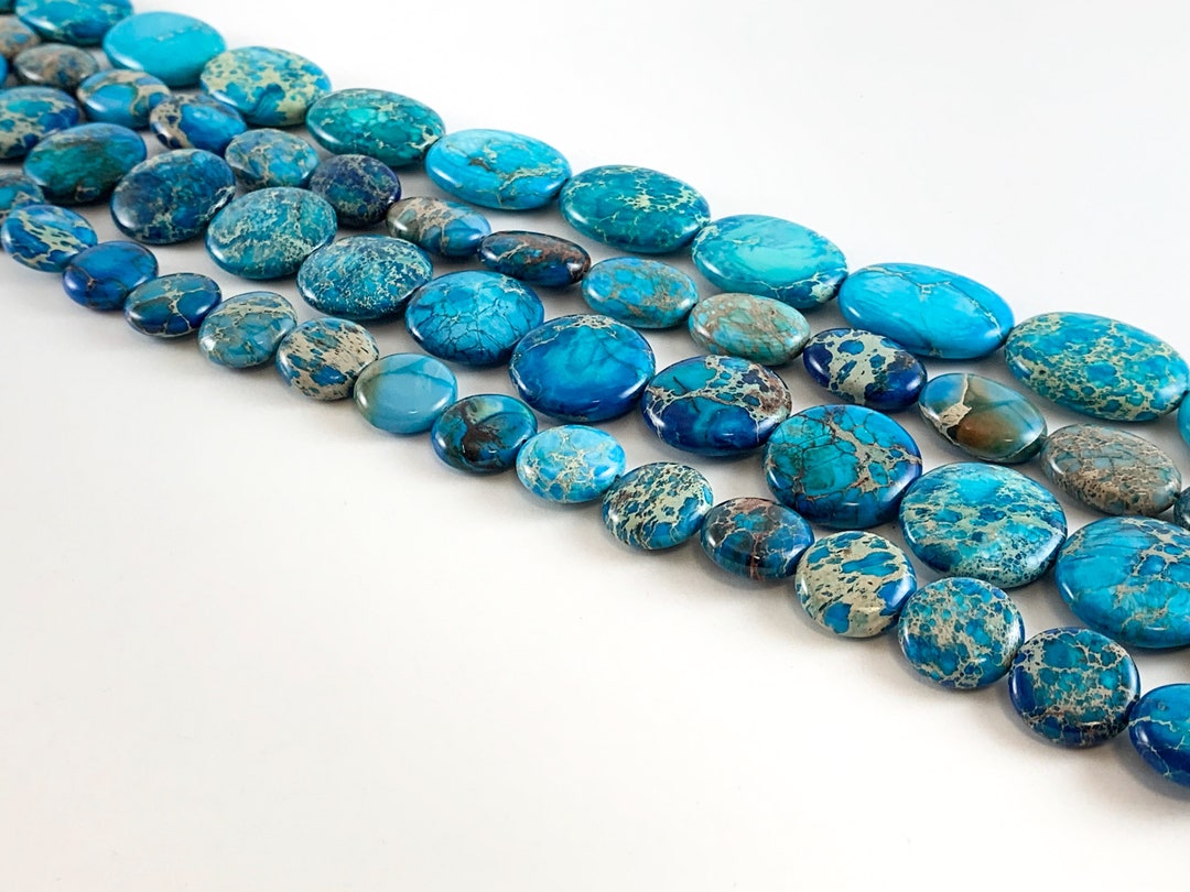 Dyed Turquoise Blue Variscite/sea Sediment/impression Jasper Flat Beads ...
