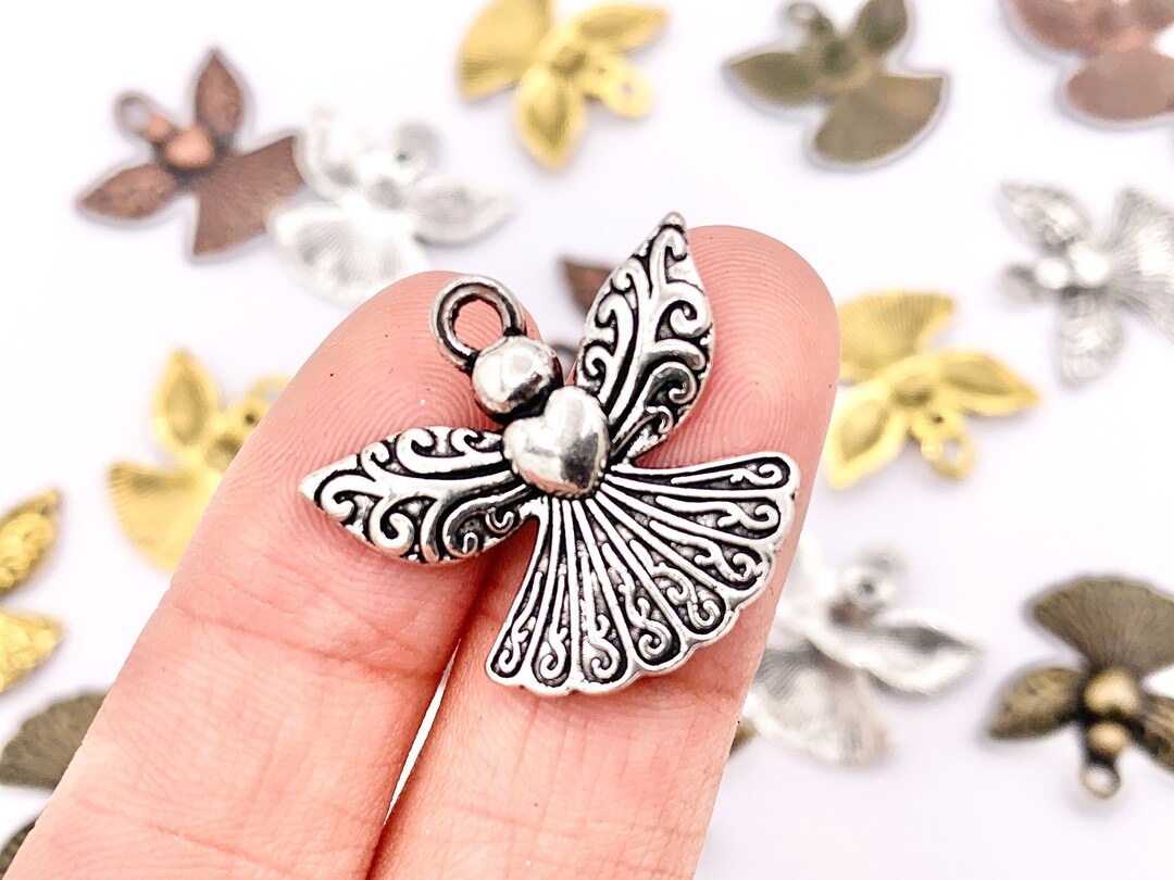 23x21mm Pewter Cute Angel Charm in Gold, Silver, Copper and Brass ...