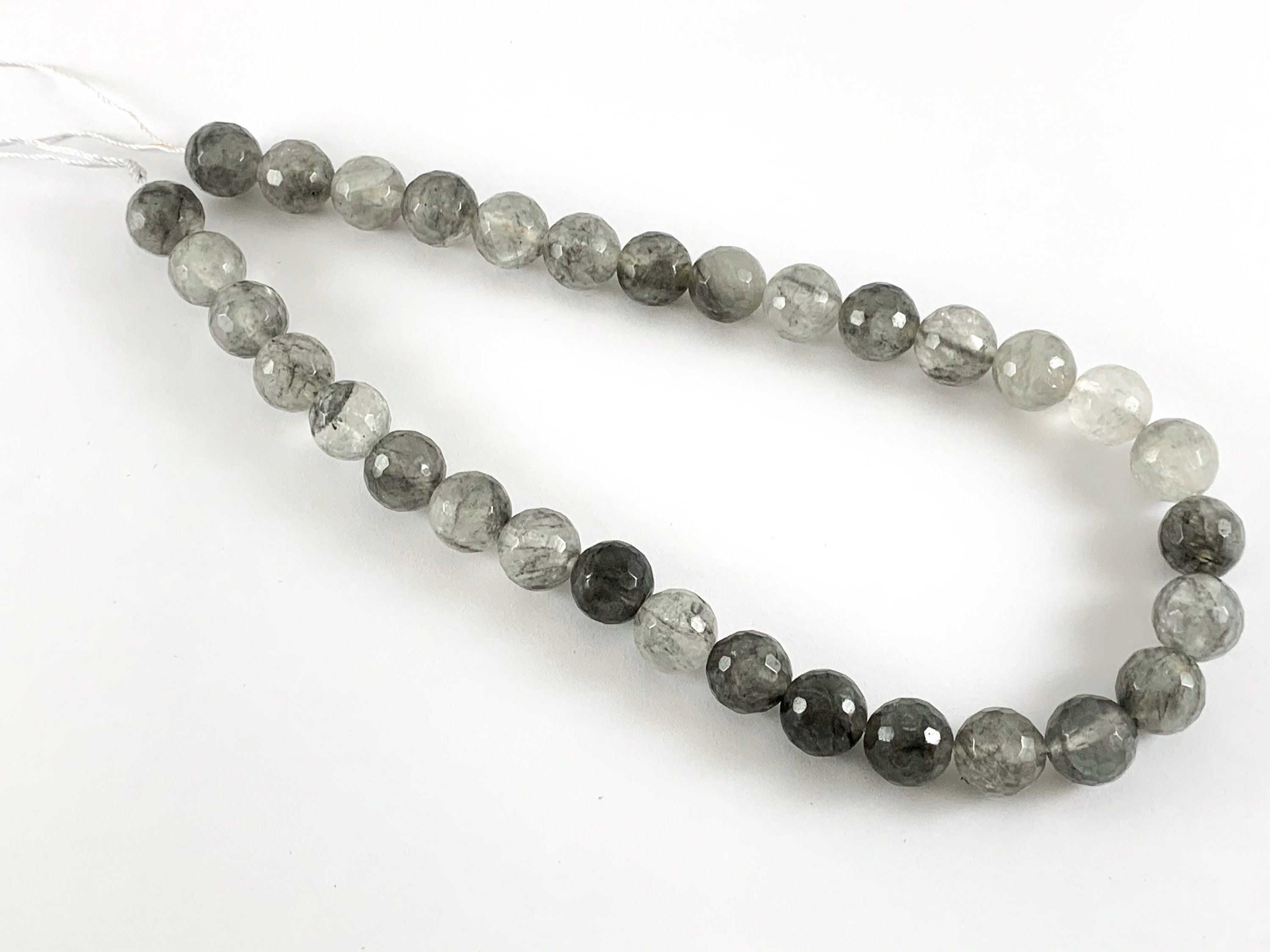 Cloudy Quartz Round Faceted Shiny Smoky Color Natural Gemstone Beads 14 ...
