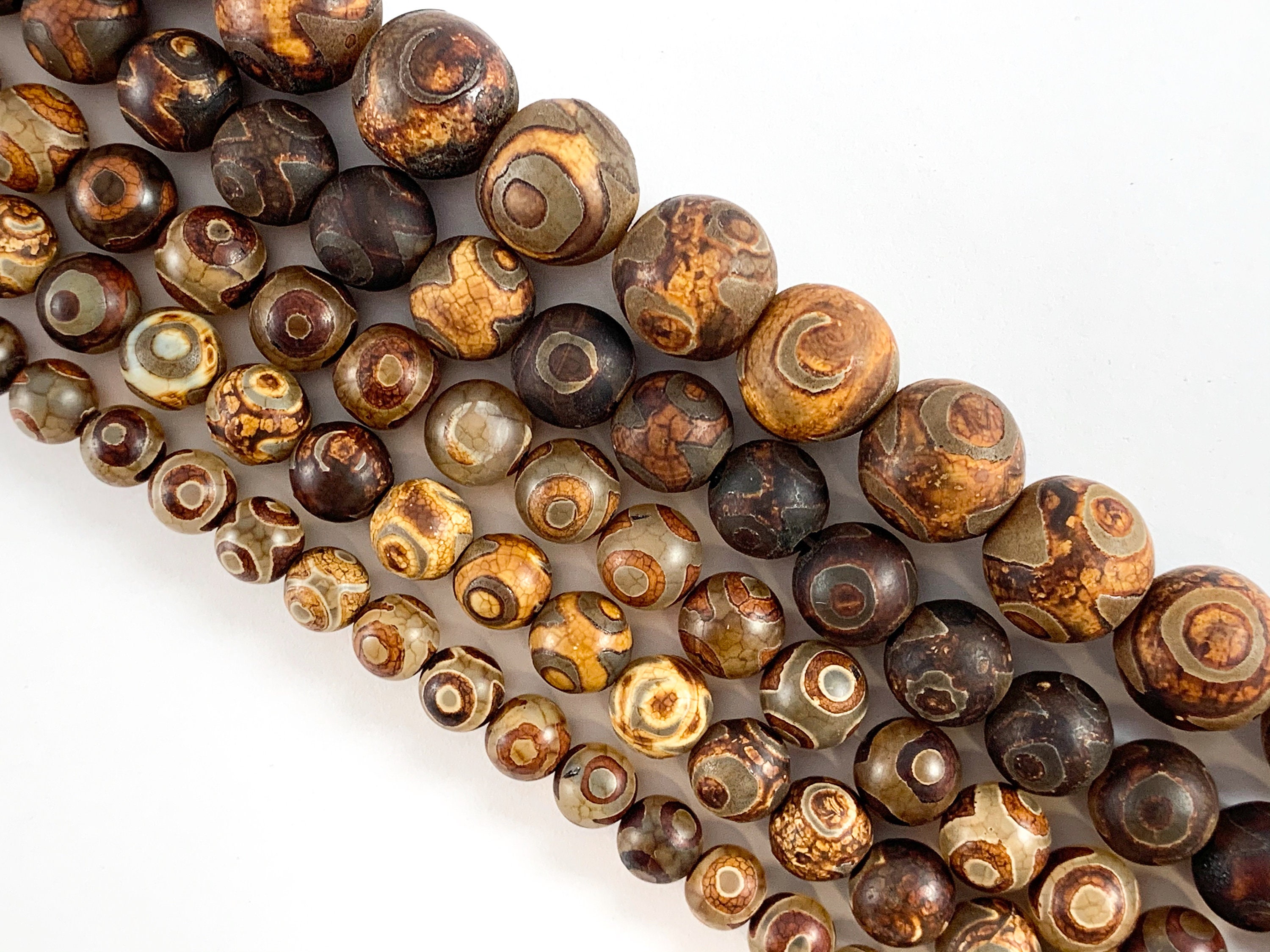 Tibetan Dzi Agate Round Smooth Natural Gemstone Beads - Etsy