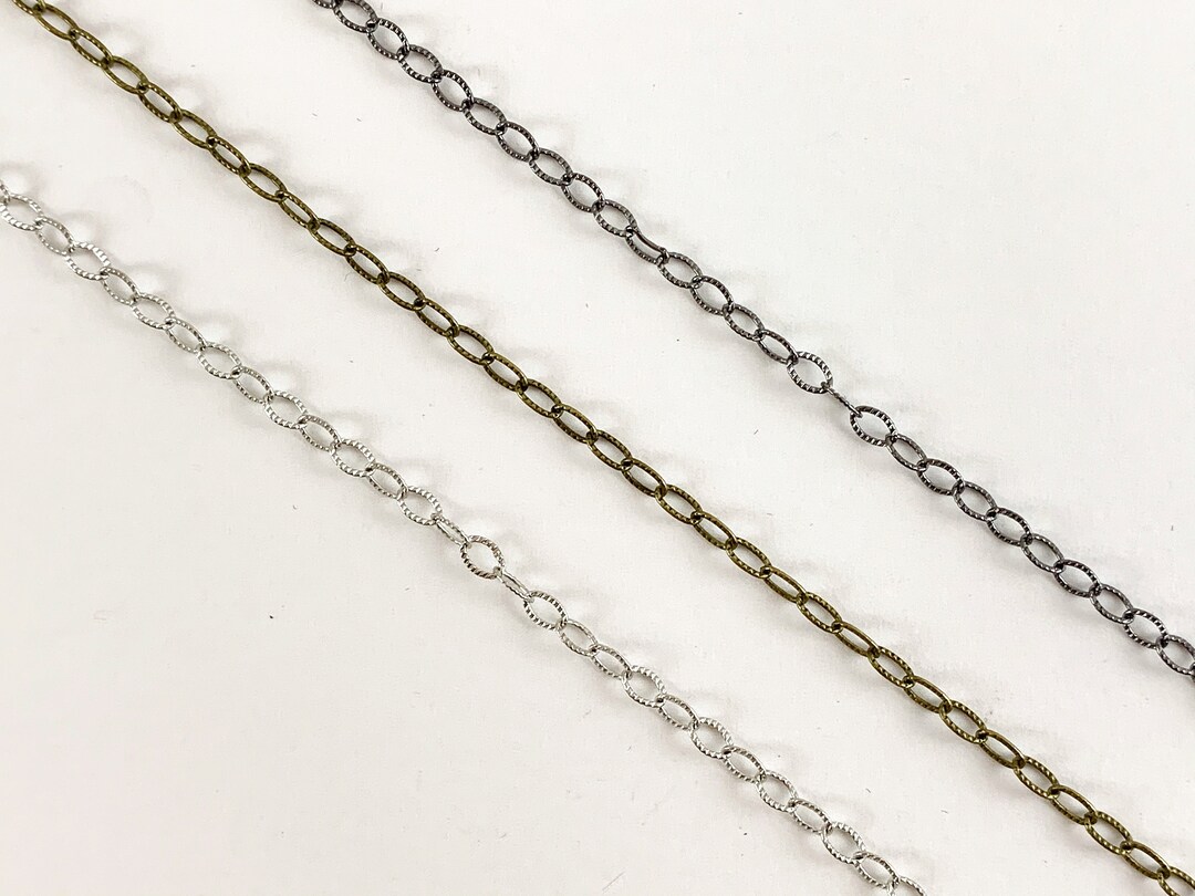 Hammered Oval Copper Chain by the Foot/yard in Gunmetal, Bronze and ...