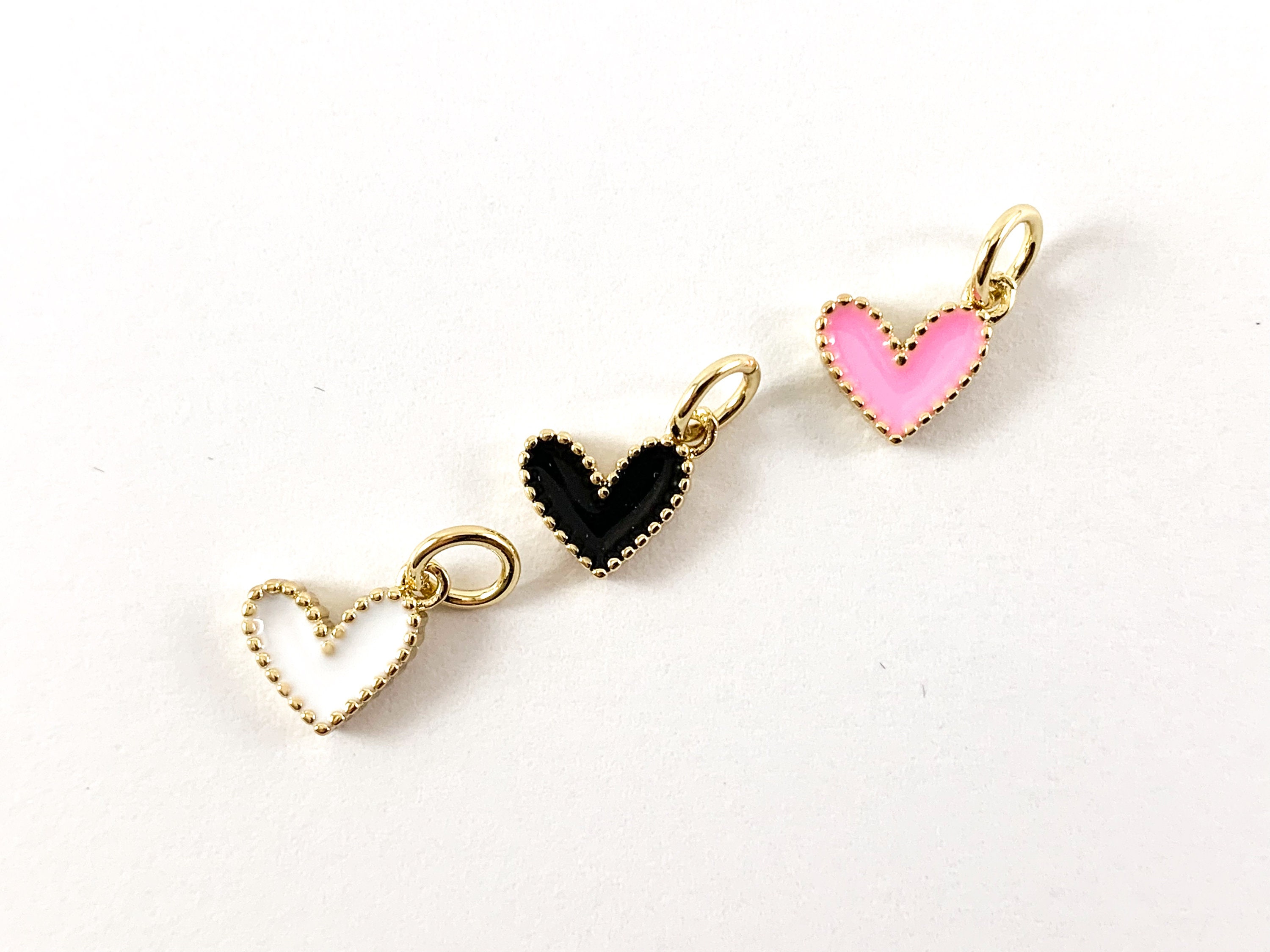 Real Gold 18K Plated Enamel Cute Heart Charm Over Copper - Etsy