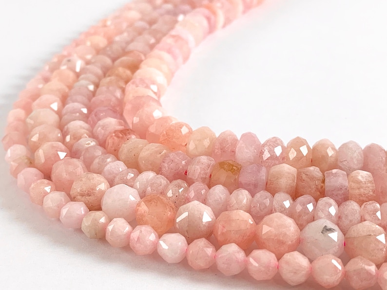 Handcut Morganite Round Rondelle/wheel Shape Faceted Shiny - Etsy