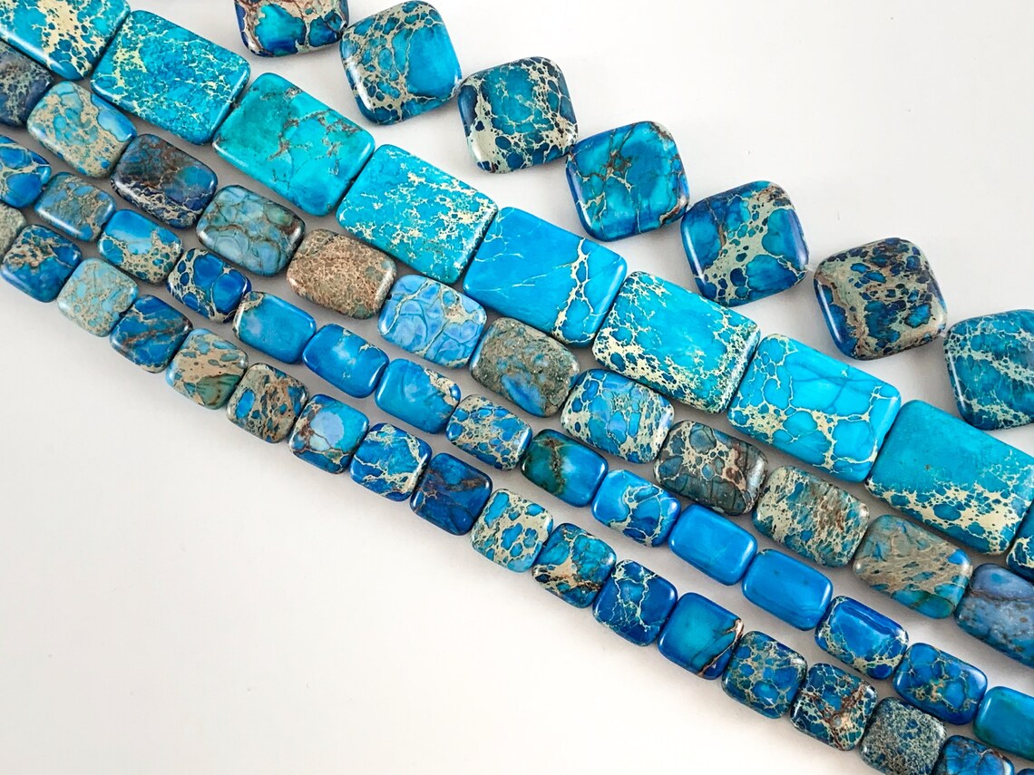 Dyed Turquoise Blue Variscite/sea Sediment/impression Jasper Flat Beads ...