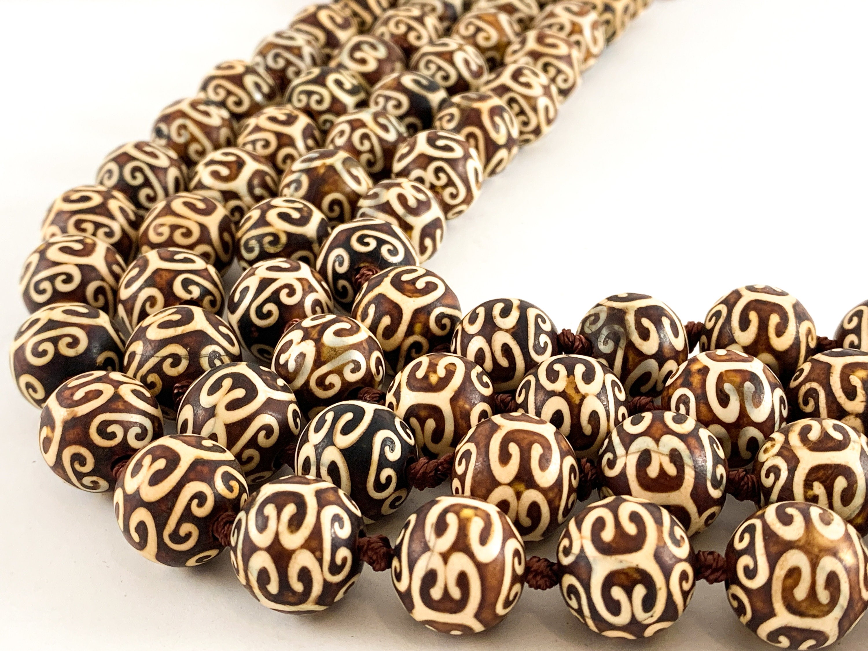 Tibetan Dzi Agate Round Brown Natural Agate Beads | Etsy