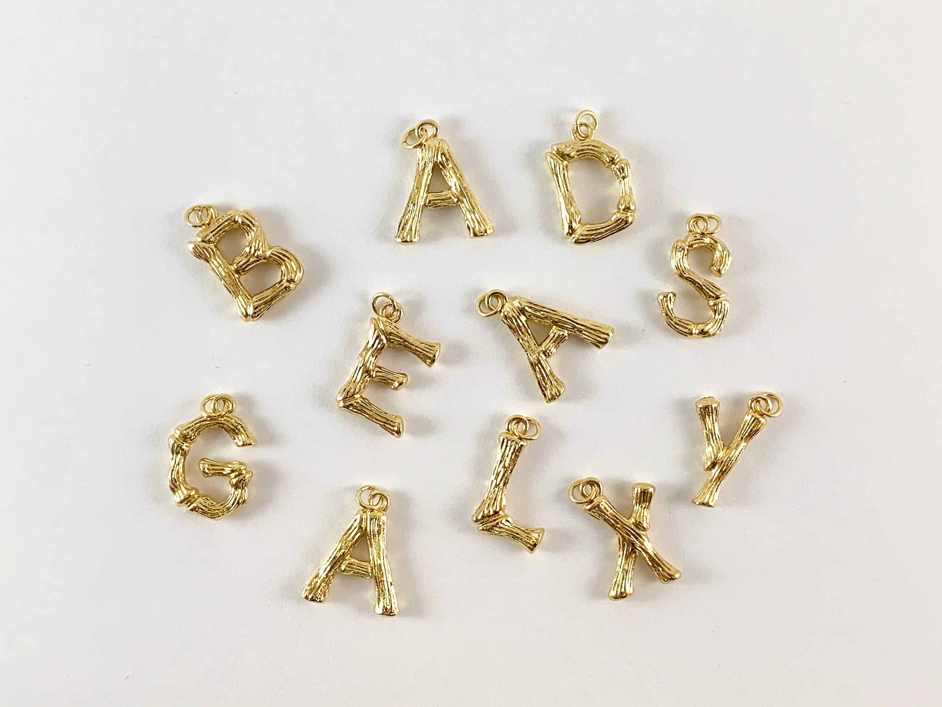 Real 18K Gold Plated Initial Letter Charm Over Brass all 26 - Etsy