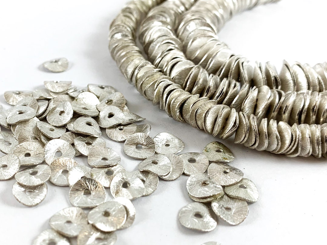 Brushed Silver Plated Copper Wavy Discs - Etsy