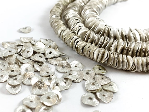 Brushed Silver Plated Copper Wavy Discs | Etsy