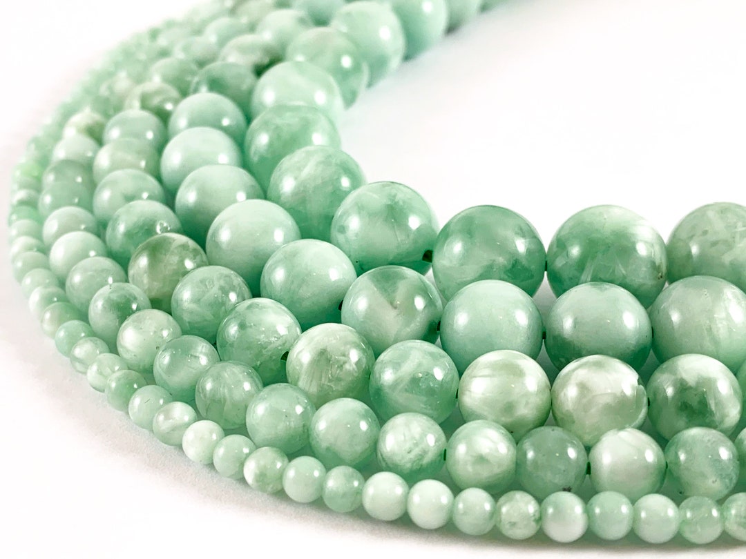 Green Angelite/ Green Moonstone/ Aqua Green Angelite Round Smooth Shiny ...