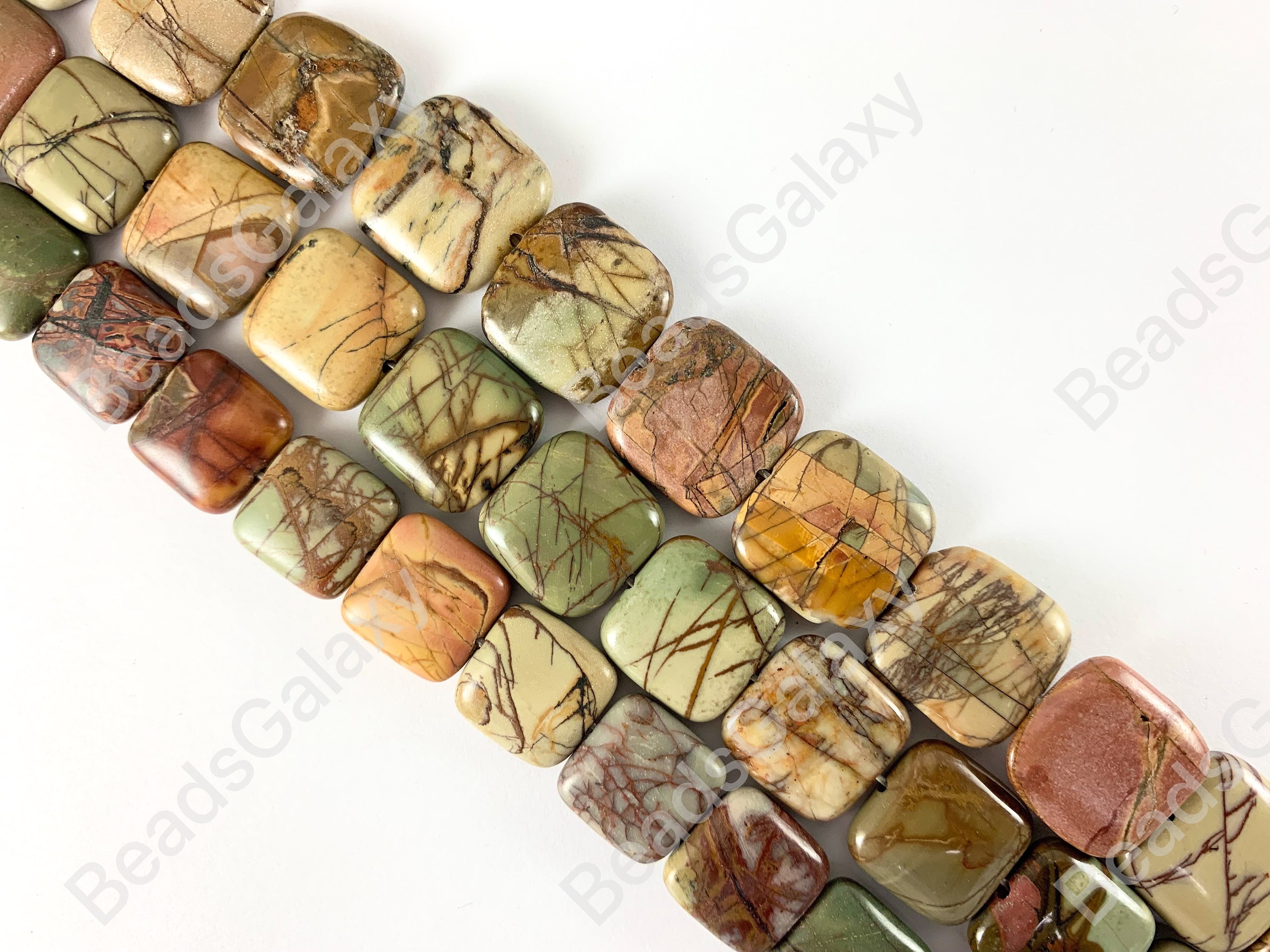 Picasso Jasper/red Creek Jasper Square Smooth Flat Natural Stone Beads ...