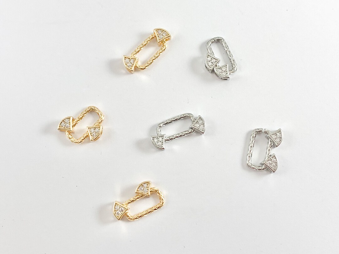 Unique Stunning Statement Connector Clasps With CZ Pave in 18K Gold or ...