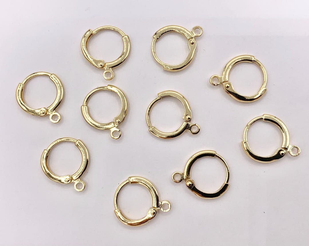 Real Gold 18K Plated Circle Smooth Earring Huggies Component - Etsy