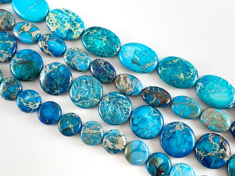 Dyed Turquoise Blue Variscite/sea Sediment/impression Jasper Flat Beads ...