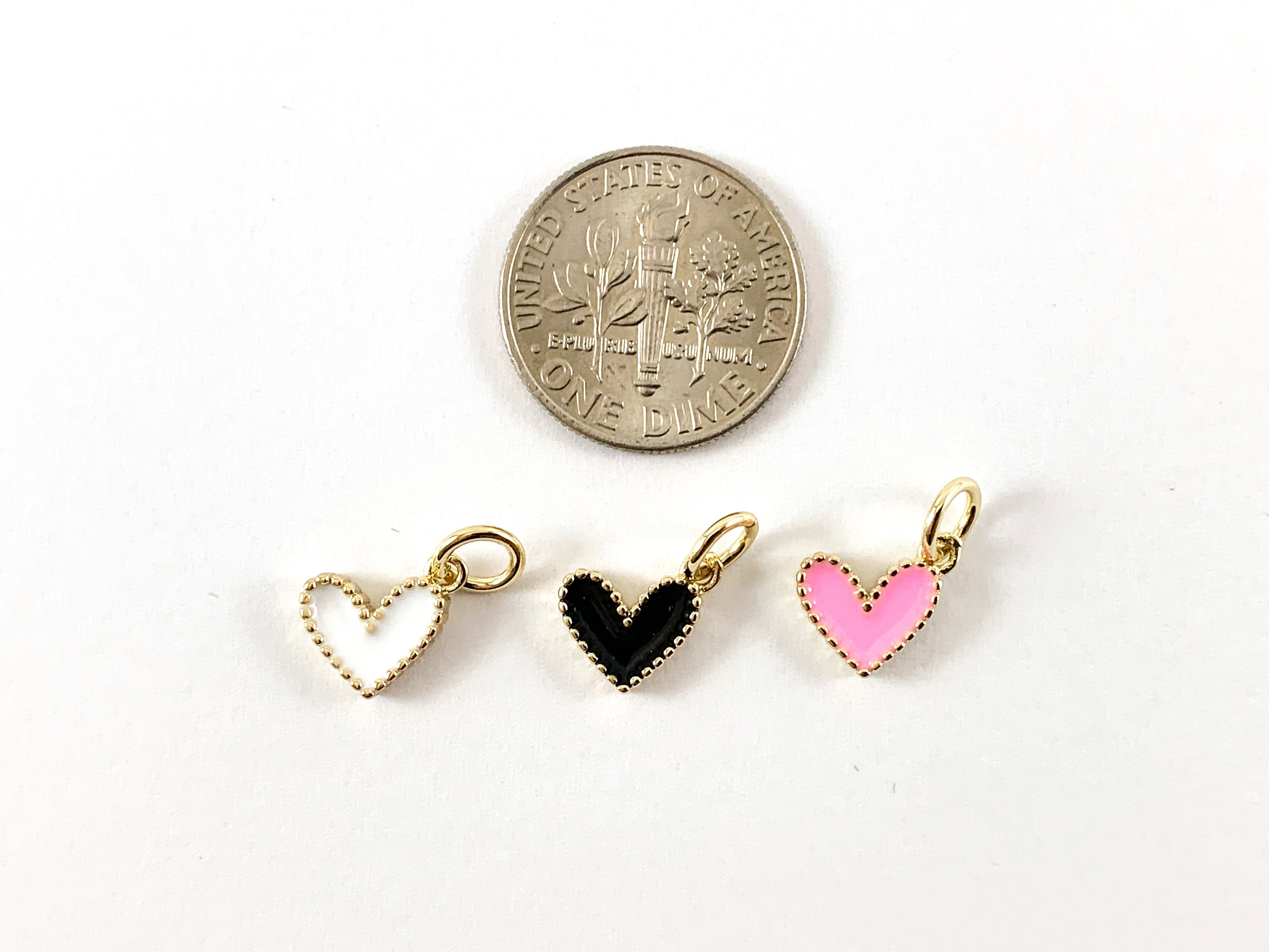 Real Gold 18K Plated Enamel Cute Heart Charm Over Copper - Etsy