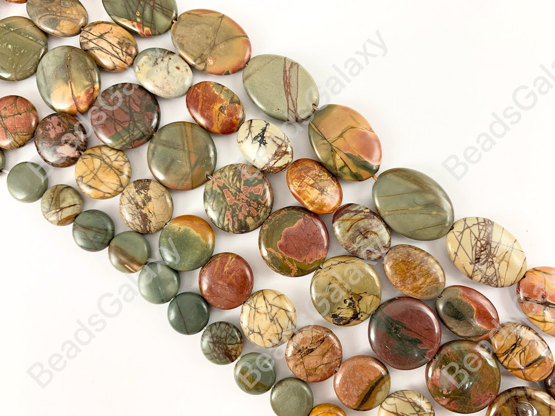 Picasso Jasper/red Creek Jasper Coin & Oval Smooth Flat Natural Stone ...