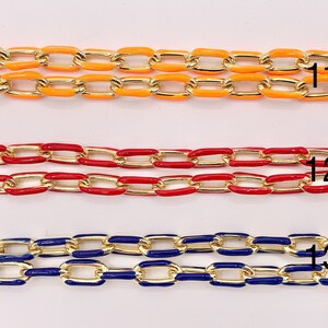 Chunky Thick Colorful Oval Link Chain by the Foot | 18K Gold Plated and ...