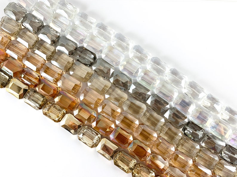 Faceted Shiny 13x18mm Dyed Glass Rectangle Crystal Strands (15 Colors ...