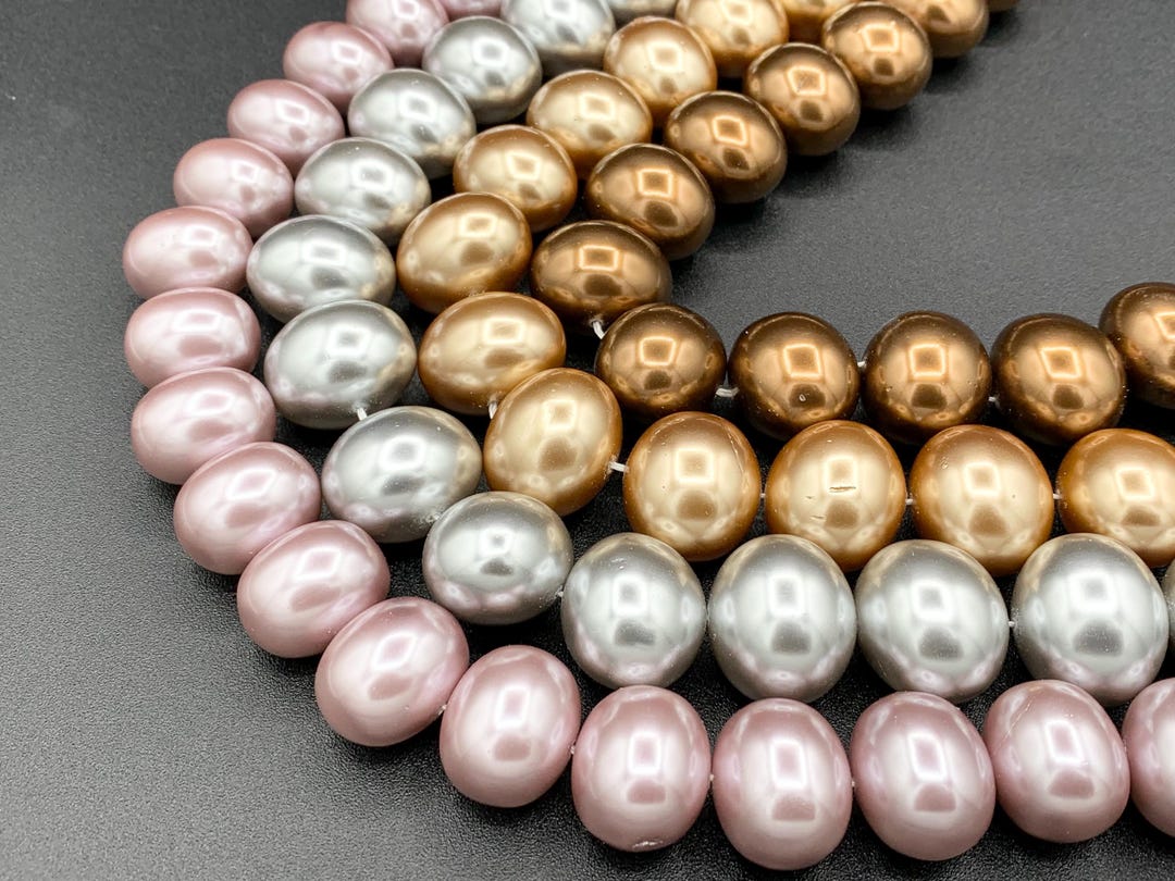 Shell Pearl Egg Shape Beads Pearl Powder Coated Shell Oval Beads (NOT ...
