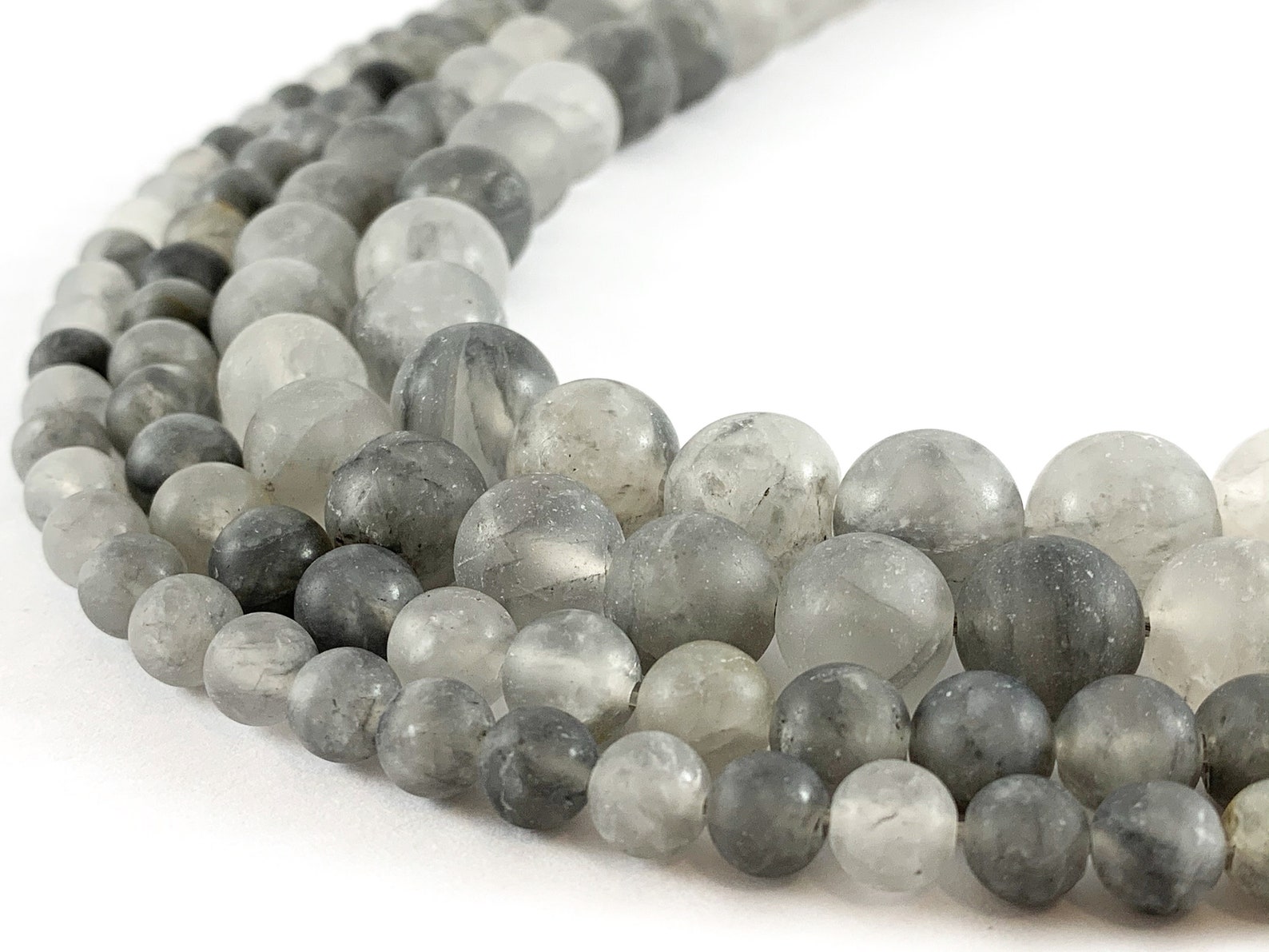 Matte Cloudy Quartz Round Smooth Natural Gemstone Beads Around | Etsy