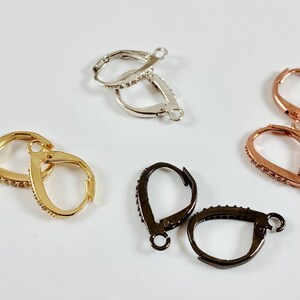 Real Gold Plated Pave Lever Back Earring Closure Over Brass - Etsy