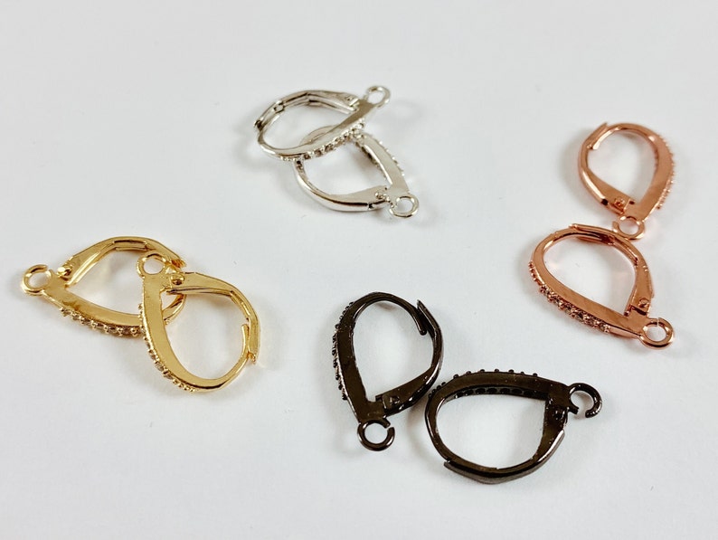 Real Gold Plated Pave Lever Back Earring Closure Over Brass - Etsy