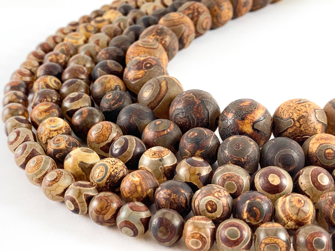 Tibetan Dzi Agate Round Smooth Natural Gemstone Beads - Etsy