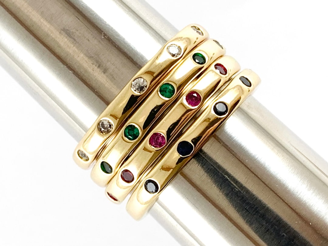 Real Gold 18K Plated CZ Pave Rhinestone Dainty Minimalist Ring Over ...