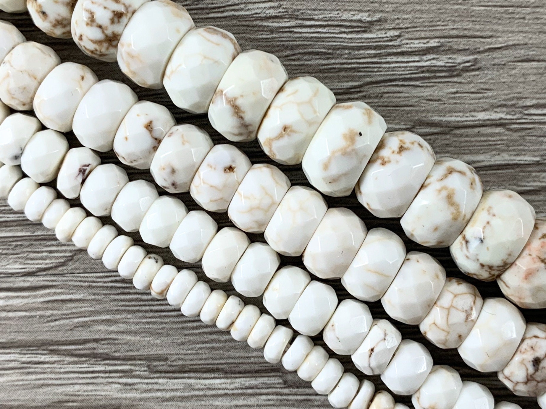 Natural Magnesite Cream White Color Faceted Round Rondelle | Etsy