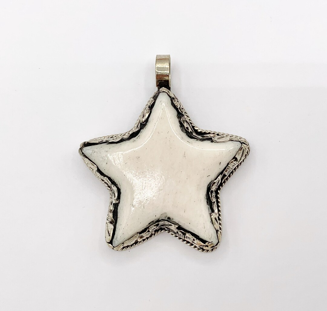 Large Tibetan Silver Bone Star Pendant/ring Handmade Pendant From Nepal ...