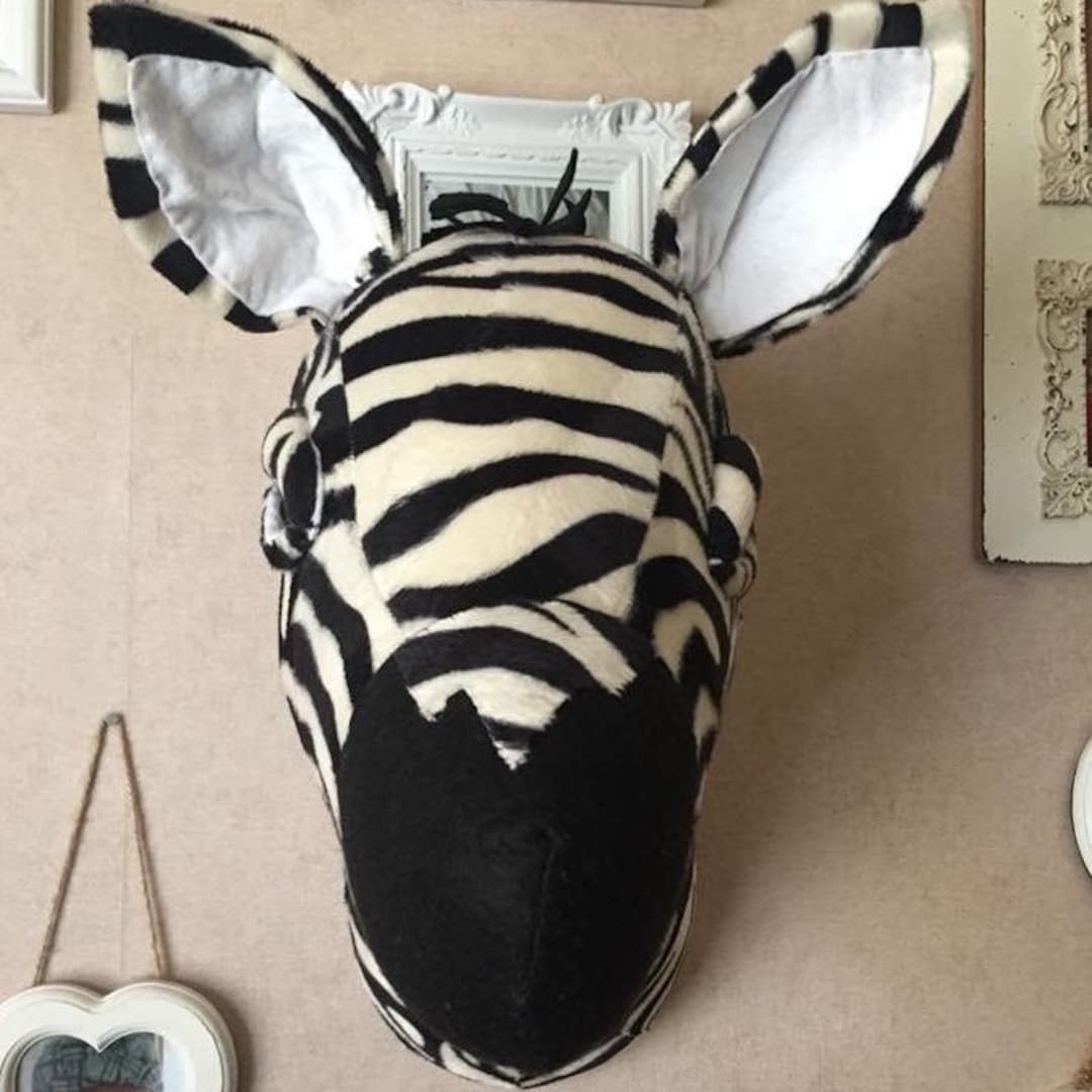 Large Zebra Faux Taxidermy Plush Head Ideal Tribal Theme - Etsy