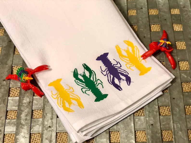 Mardi Gras Crawfish Border /mardi Gras Decor / Flour Sack - Etsy