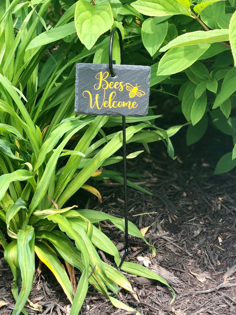 Bees Welcome / Garden Marker / Garden Sign / Weatherproof - Etsy