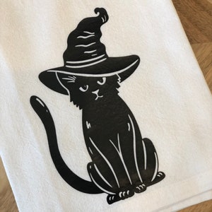 Sabrina the Halloween Cat, Halloween Tea Towel, Halloween Decor, Flour ...