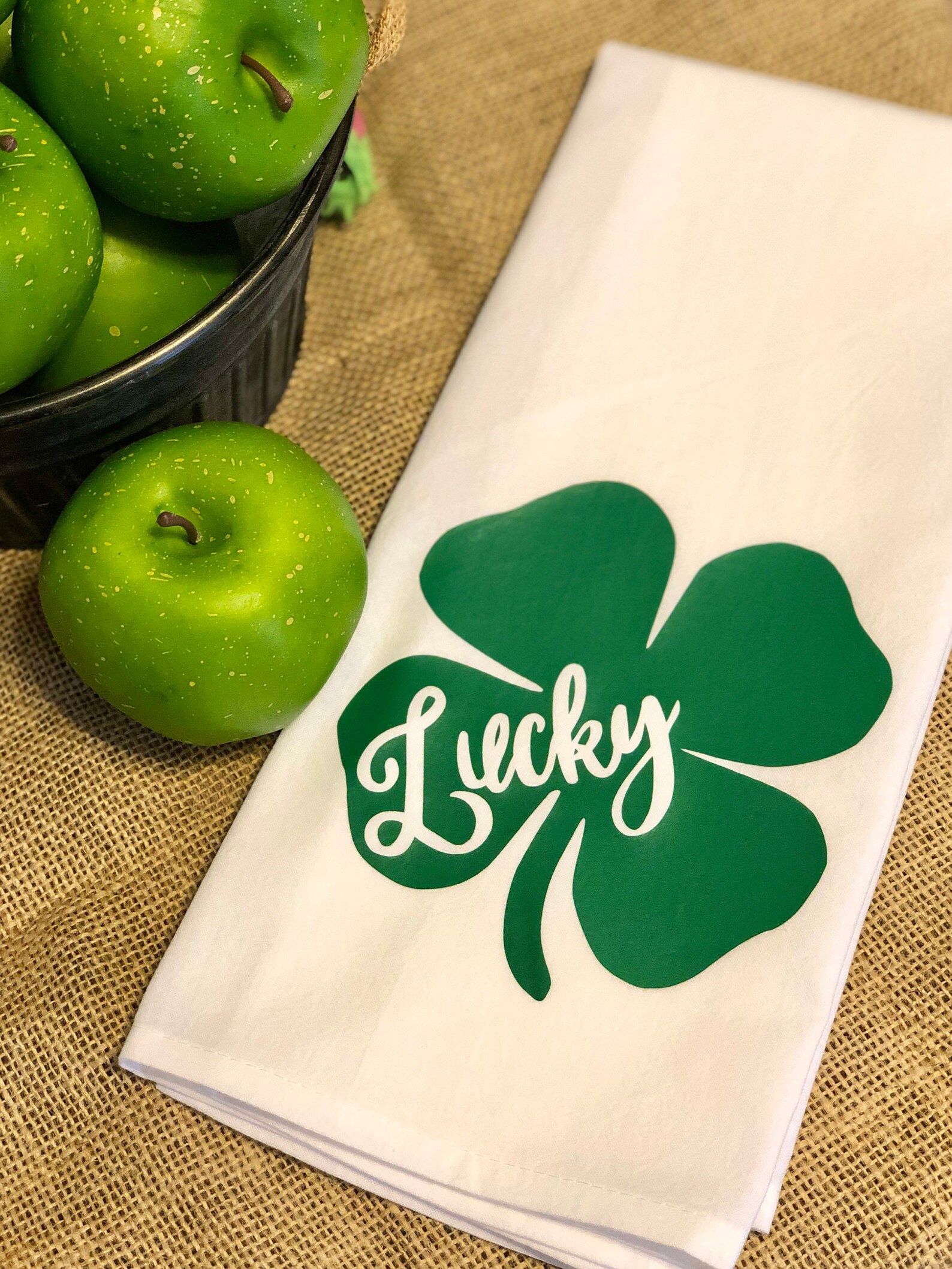 Lucky Clover Flour Sack Towel, Tea Towel, St. Patricks Day Decor, 4 ...