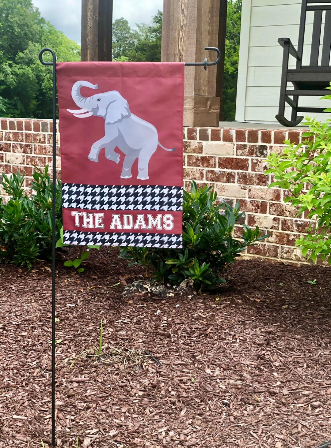 Personalized Houndstooth Elephant Garden Flag, Welcome Flag, Tailgating ...