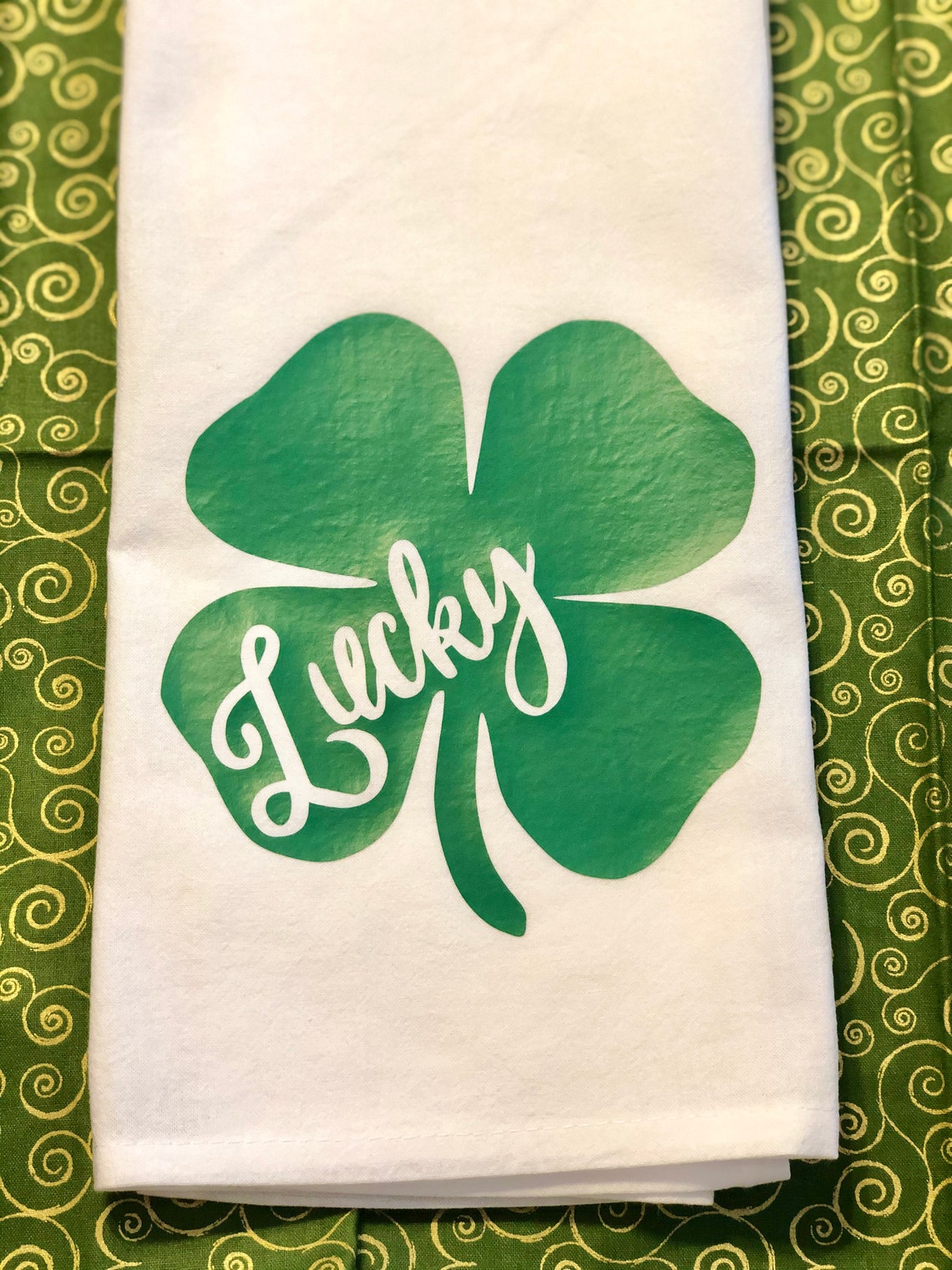 Lucky Clover Flour Sack Towel, Tea Towel, St. Patricks Day Decor, 4 ...