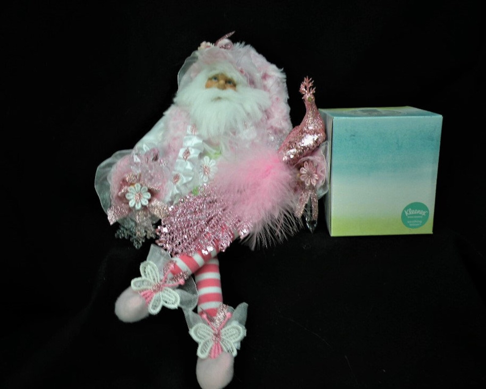 Shabby Chic Pink Romantic Christmas Cute Sitting Santa's - Etsy