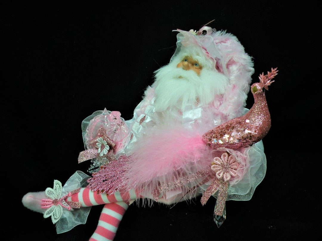 Shabby Chic Pink Romantic Christmas Cute Sitting Santa's - Etsy