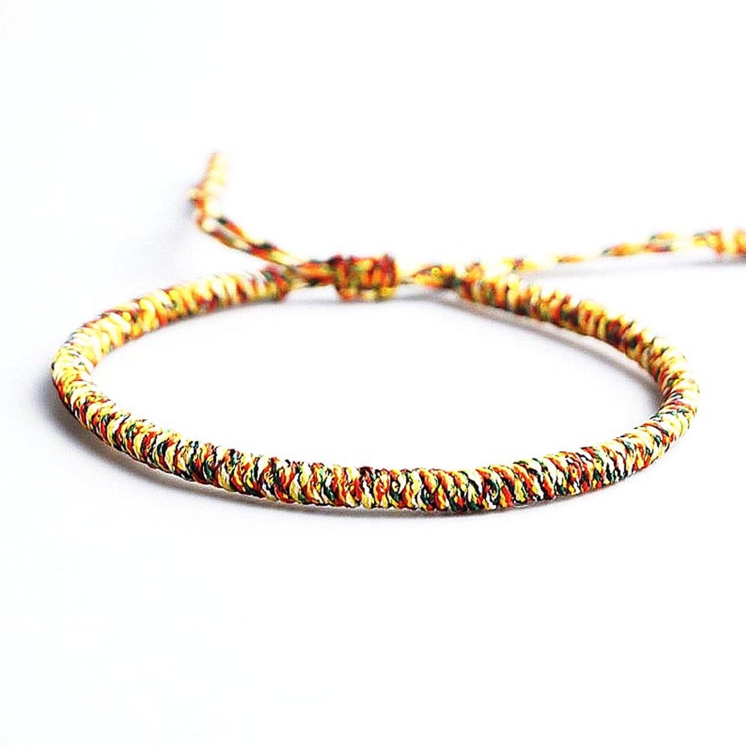 Handmade Lucky Yellow Multi Color Thread Tibetan Bracelet for Men or ...