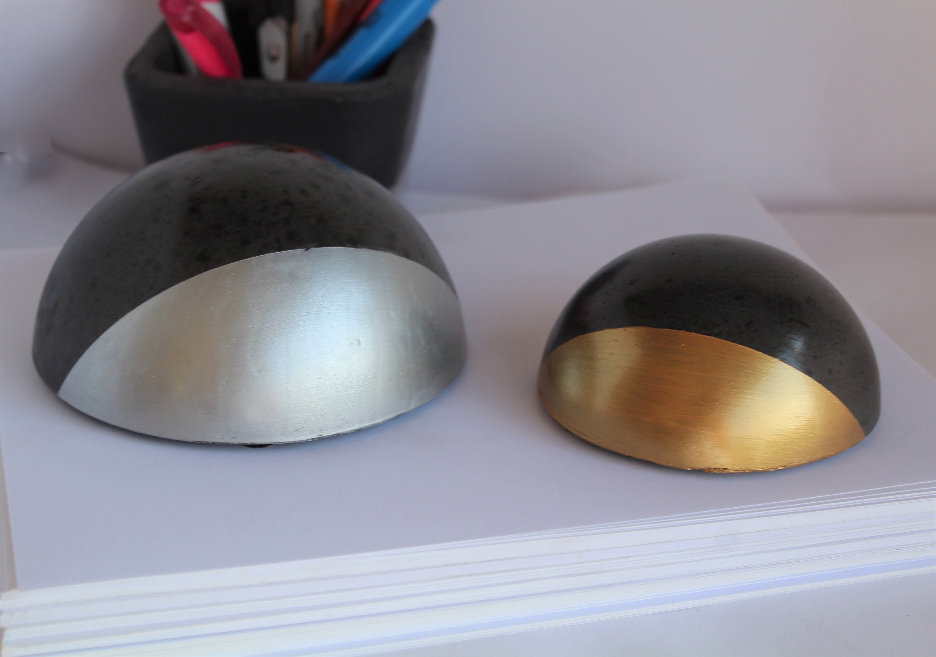 Paper Weight, Heavy Paperweight, Dome Paper Holder, Concrete Office ...